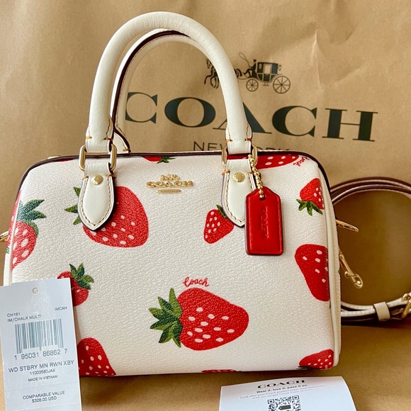 Coach | Bags | Nwt Coach Mini Rowan Crossbody With Red Wild Strawberry ...